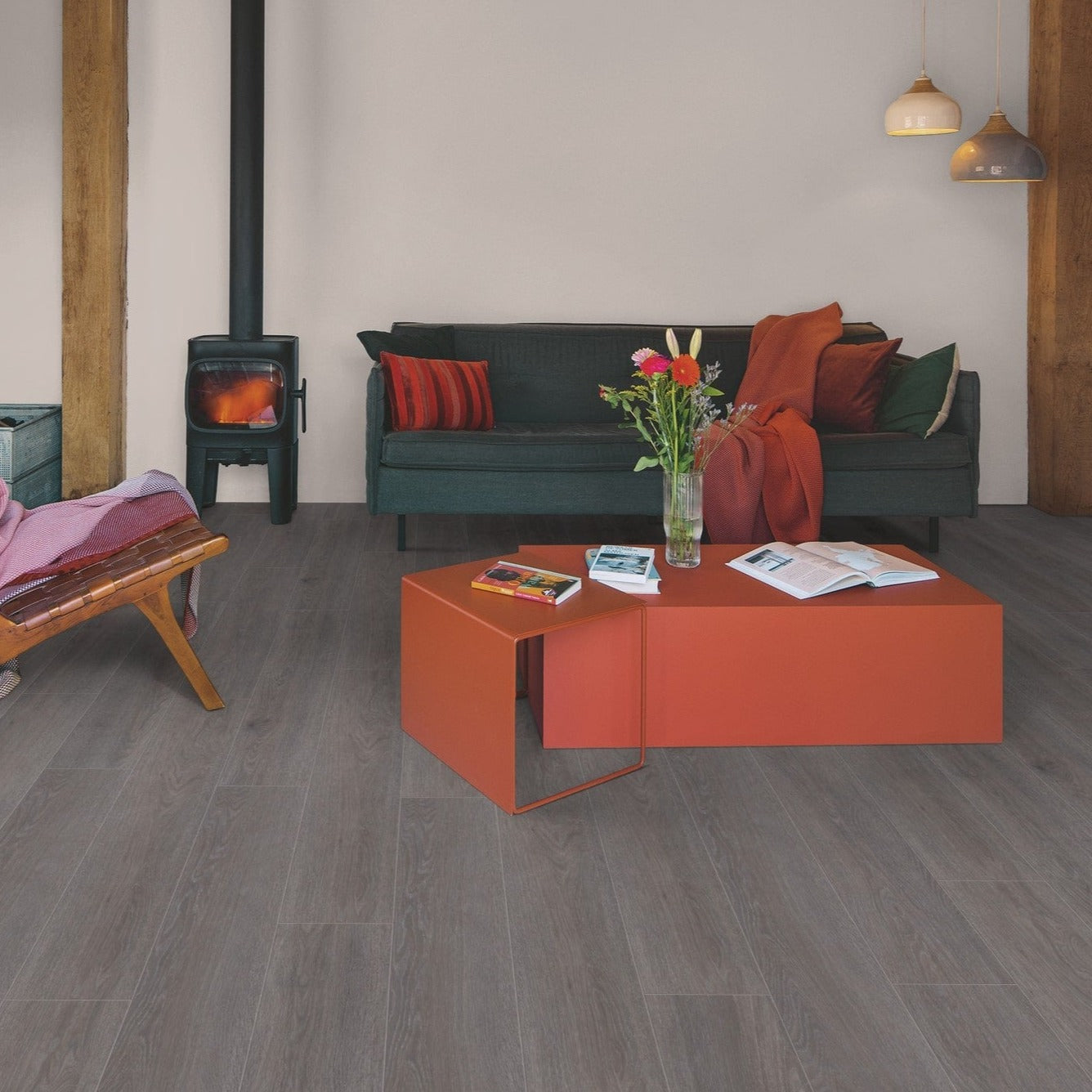 Quickstep Vinyl Blos Base Silk Oak Dark Grey - One Stop Flooring