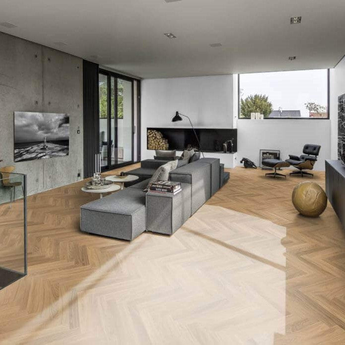 Kahrs Oak Herringbone AB White Matt Lacquer - One Stop Flooring